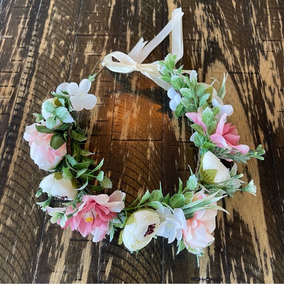 Accessories | Crown Adjustable Pink Floral Crown Hair Piece Os | Poshmark